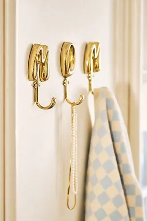 Anthropologie Bubble Letter Monogram Hook - Bronze