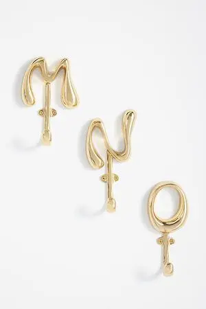 Anthropologie Bubble Letter Monogram Hook - Bronze
