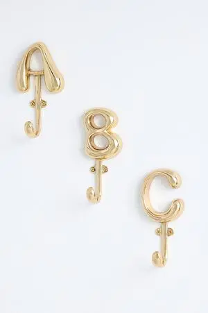Anthropologie Bubble Letter Monogram Hook Brown