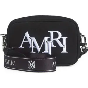 Amiri Staggered Logo Canvas Camera Bag - Black