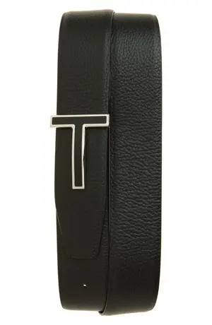 TOM FORD T Icon Full Grain Leather Belt - 1n001 Black