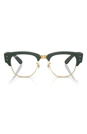 Ray-ban Ray-Ban 52mm Square Frame Optical Glasses Gold Green
