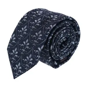 Trafalgar Domenico Damask Patterned Necktie - Black And Silver