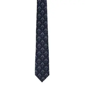 Trafalgar Domenico Damask Patterned Necktie - Black And Silver