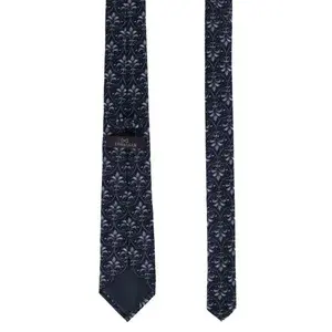 Trafalgar Domenico Damask Patterned Necktie - Black And Silver