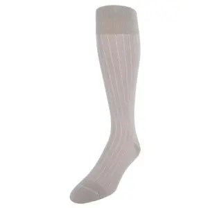 Trafalgar Valentino Vertical Stripe Over-the-Calf Mercerized Cotton Socks Tan With White Stripes