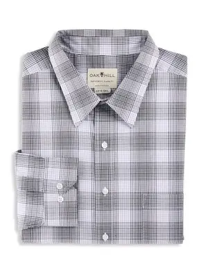 OAK HILL BY DXL Plaid Dress Shirt - Blk Grey