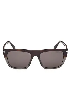 TOM FORD Aslan 56mm Rectangular Sunglasses - Havana Into Grey Havana