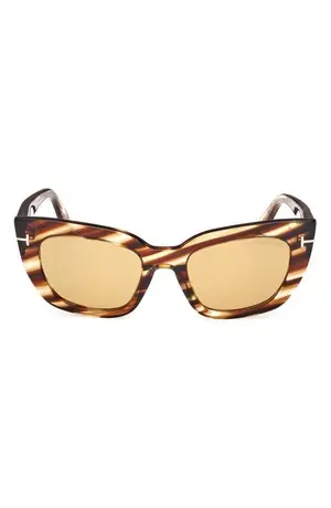 TOM FORD TOM FORD Athena Cat Eye Sunglasses Striped Brown / Yellow
