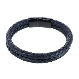 Trafalgar Braided Leather Bracelet - Black