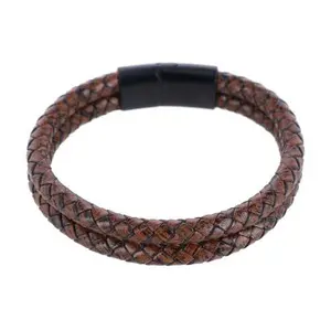 Trafalgar Braided Leather Bracelet - Brown