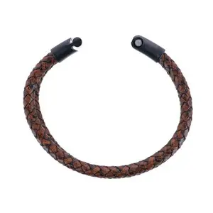 Trafalgar Braided Leather Bracelet - Brown