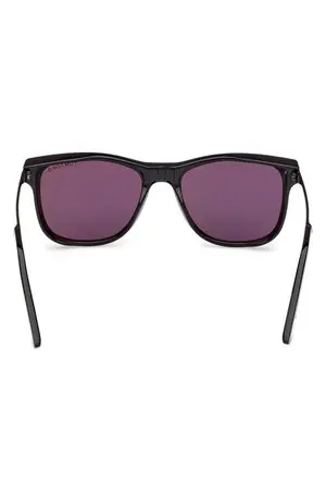 TOM FORD 53mm Square Sunglasses - Black Eco / T Logo / Smoke