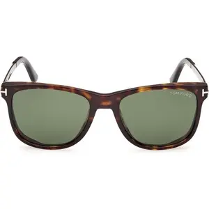 TOM FORD TOM FORD 53mm Square Sunglasses Havana Gunmetal / Green