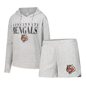 CONCEPTS SPORT Cincinnati Bengals Juniper Long Sleeve Hoodie T-shirt & Shorts Set - Gray