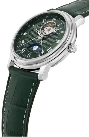 FREDERIQUE CONSTANT Heartbeat Moonphase Automatic Leather Strap Watch