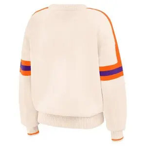 WEAR BY ERIN ANDREWS Clemson Tigers Chenille Woven Patch Stripe Pullover Sweater