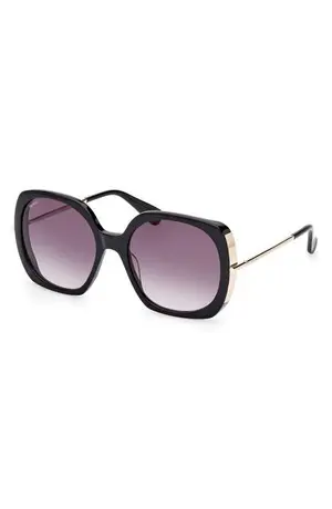 Max Mara Malibu 58mm Butterfly Sunglasses - Black / Pale Gold / Smoke