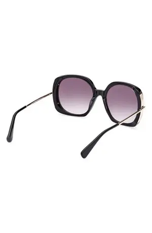 Max Mara Malibu 58mm Butterfly Sunglasses - Black / Pale Gold / Smoke