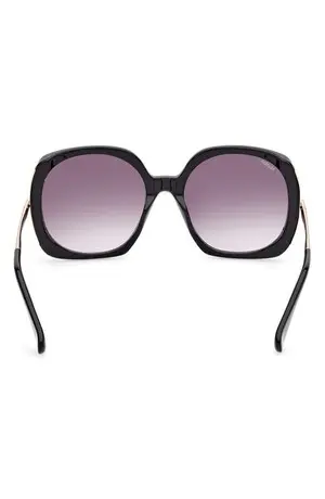 Max Mara Malibu 58mm Butterfly Sunglasses - Black / Pale Gold / Smoke