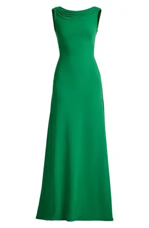 Tadashi Shoji V-back Crepe Gown - Bamboo