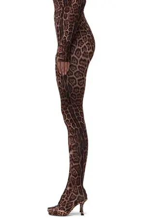 Naked Wardrobe Print Toe Leggings - Brown Leopard