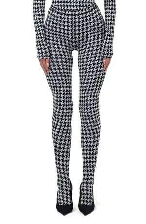 Naked Wardrobe Print Toe Leggings - Houndstooth Black/white