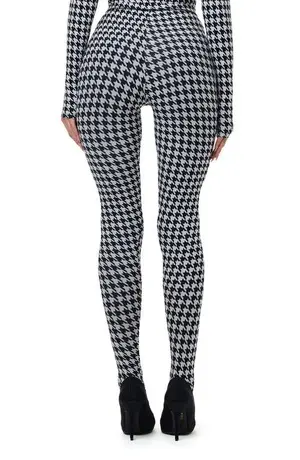 Naked Wardrobe Print Toe Leggings - Houndstooth Black/white