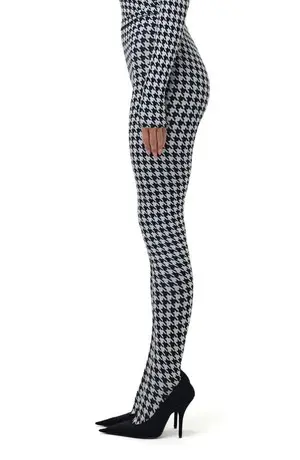 Naked Wardrobe Print Toe Leggings - Houndstooth Black/white