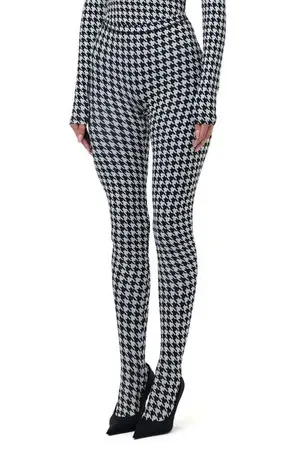 Naked Wardrobe Print Toe Leggings - Houndstooth Black/white