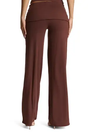 Naked Wardrobe Foldover Flare Pants - Chocolate