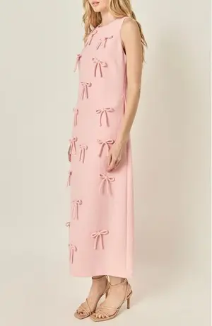 English Factory Bow Embellished A-line Dress - Pink