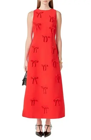 English Factory Bow Embellished A-line Dress - Red