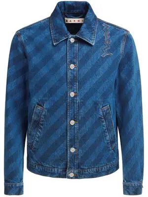 Marni Diagonal-stripes Denim Jacket - Blue