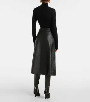 Balenciaga Leather Midi Skirt