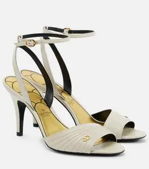 Valentino Garavani Ladycrush 85 Leather Sandals - White