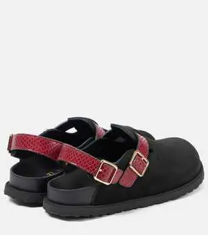 BIRKENSTOCK Tokio Snake-effect Suede Clogs - Red