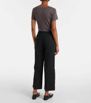 Velvet By Graham & Spencer Mid-rise Wide-leg Cotton Canvas Pants - Black