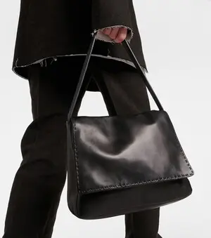 THE ROW Nuance Leather Shoulder Bag - Black
