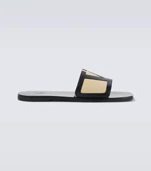 Valentino Garavani Vlogo Leather Slides - Black