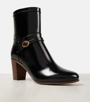 Valentino Garavani Pattie 75 Leather Ankle Boots - Black