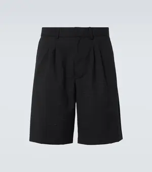 Commas Heathered Wool-linen Shorts