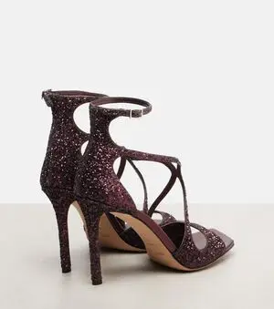 JIMMY CHOO Azia 95 Glitter Sandals - Brown