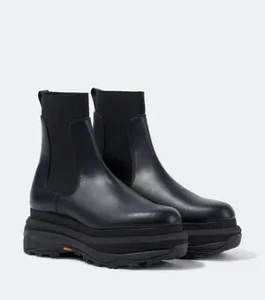Sacai Leather Chelsea Boots - Black