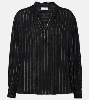 Velvet By Graham & Spencer Striped Lamé Blouse