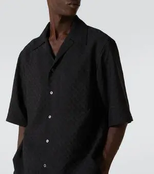 Alexander McQueen Skull Jacquard Bowling Shirt - Black
