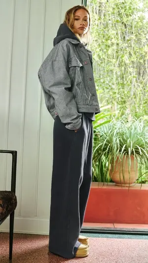 SLVRLAKE Wide Leg Fleece Sweatpants - Charcoal