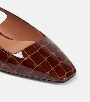 AQUAZZURA Ginza 35 Leather Slingback Pumps - Brown