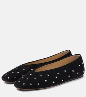 Le Monde Beryl Regency Embellished Suede Ballet Flats