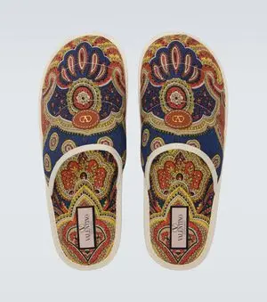 Valentino Garavani Paisley Denim Slides - Multicoloured